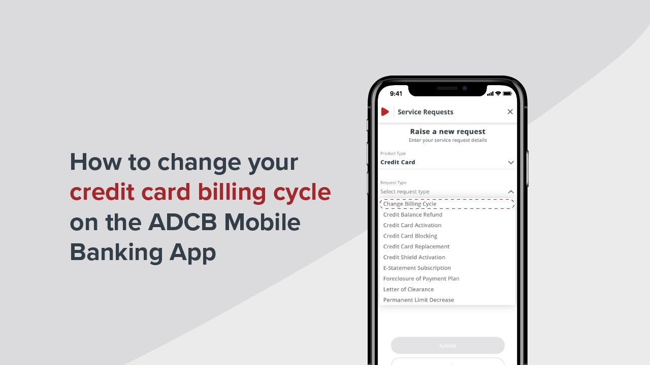 How to change card billing cycle on the ADCB Mobile Banking App - YouTube
