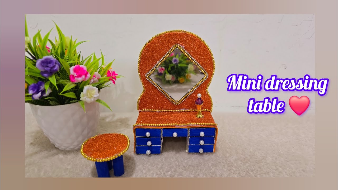 Mini dressing table craft with match boxes|Match boxes craft|Dressing ...