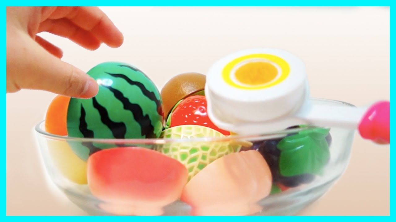 Toy Cutting Fruits and Vegetable Velcro Cooking playset in bowls - YouTube