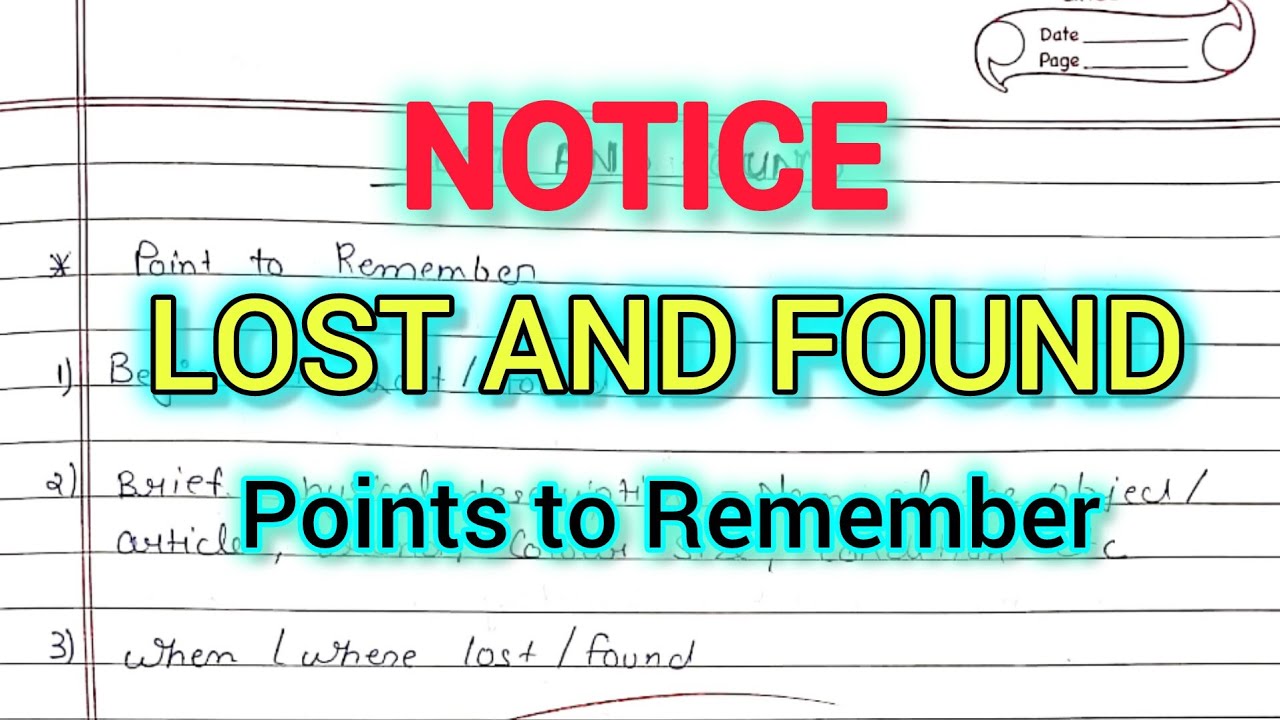 Points of Remember || LOST AND FOUND || NOTICE WRITING @skreturn1040 ...