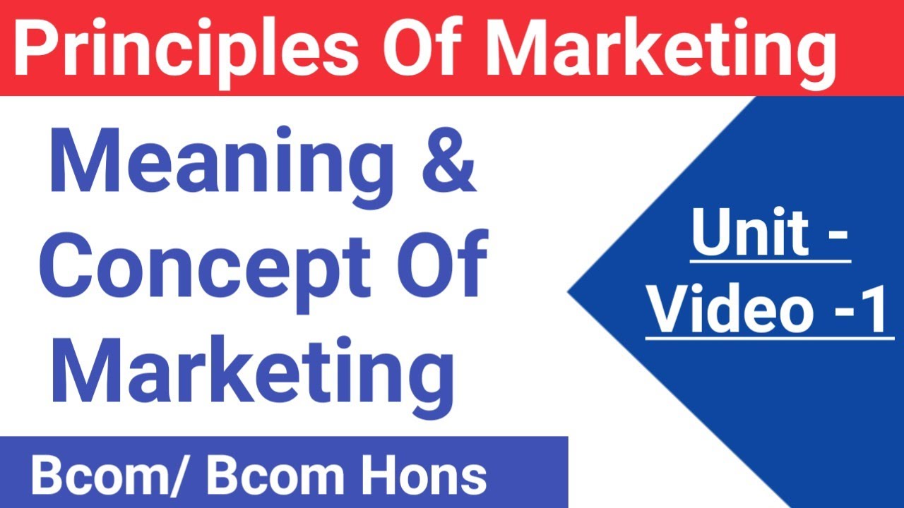 Meaning & Concept Of Marketing Bcom Bcom Hons Unit - 1Video :1 ...