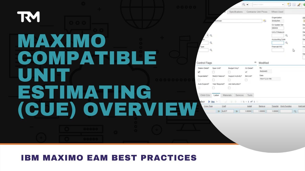 Maximo Compatible Unit Estimating (CUE) Overview | EAM Best Practices ...