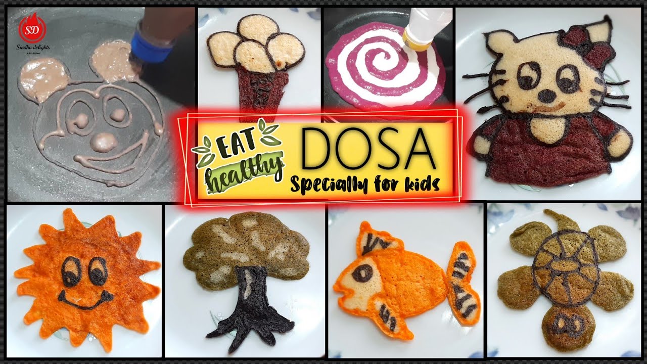 Dosa Shapes | Kids Breakfast Recipes | Colorful Dosa | How to make Dosa ...
