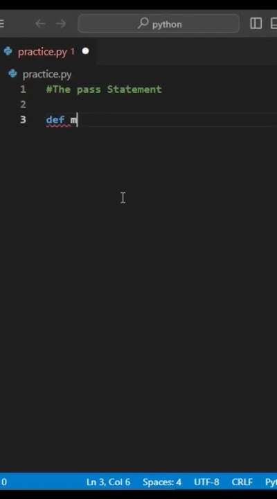 The Pass Statement Python Pythonprogramming Coding Programming Pythoncoding Youtube