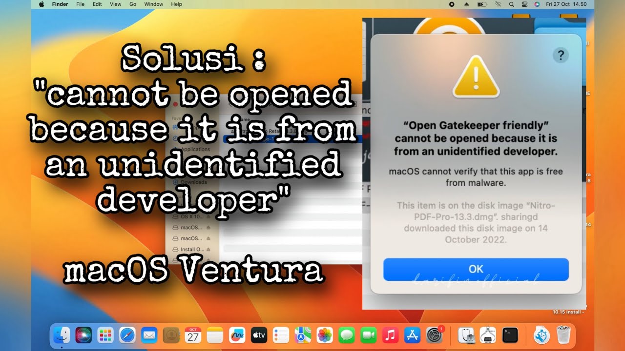 Cara mengatasi “cannot be opened because it is from an unidentified developer” MacOS Ventura ...