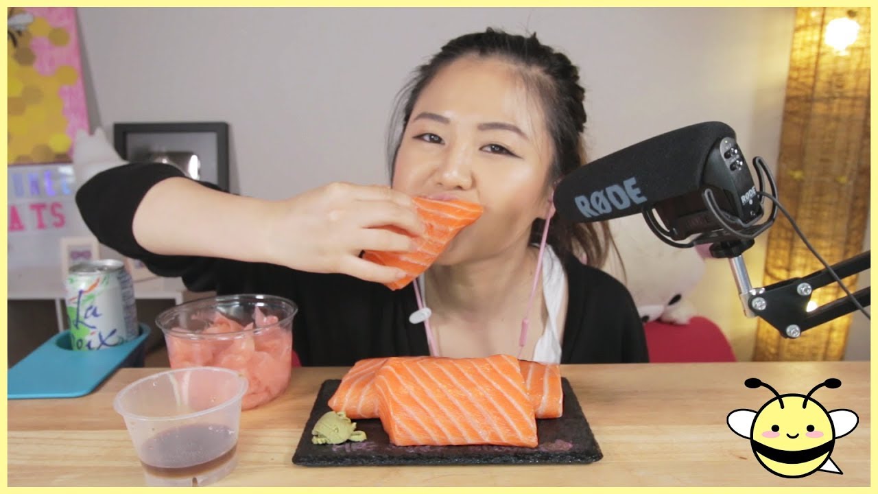 ASMR SALMON SASHIMI | Eating Sounds - YouTube