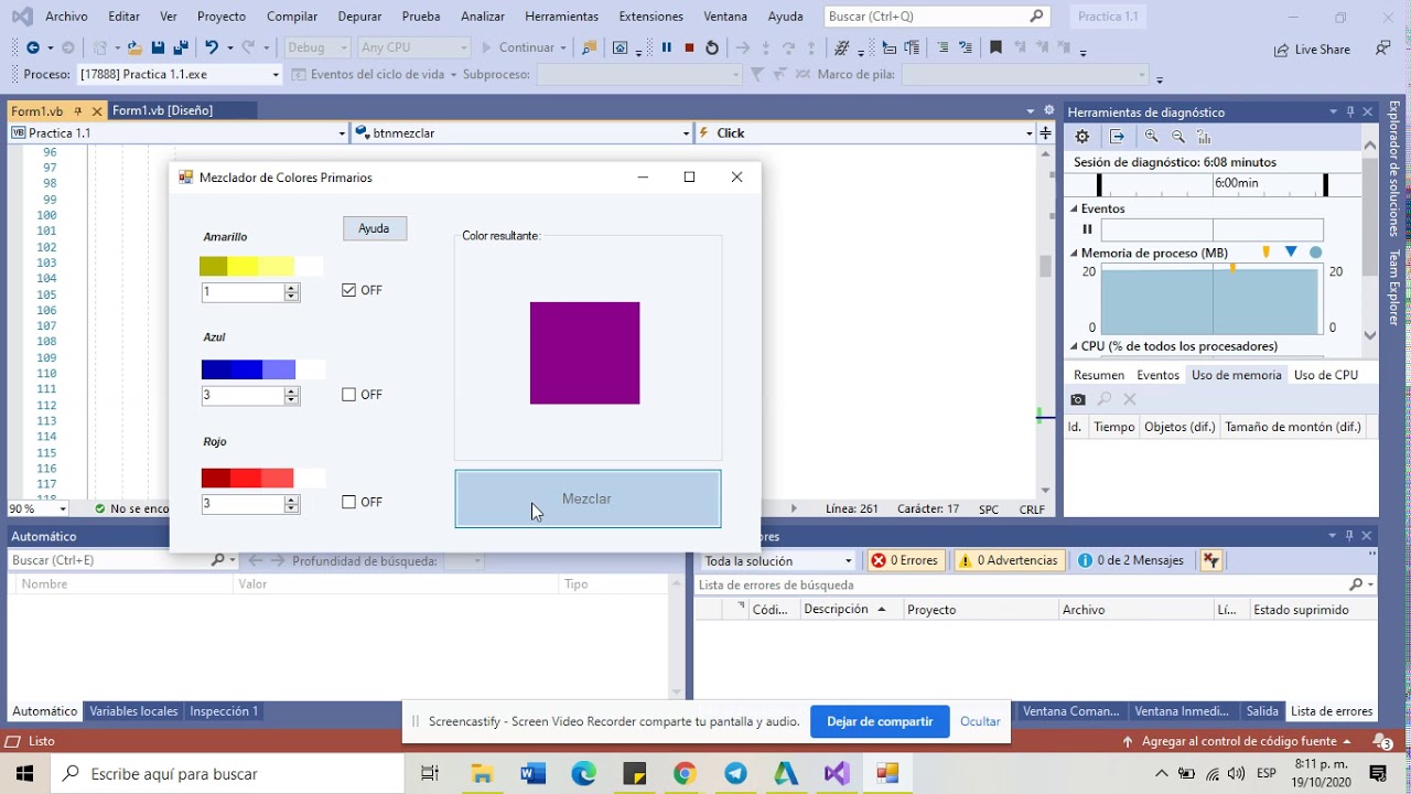 Programa para mezclar colores en visual basic - YouTube