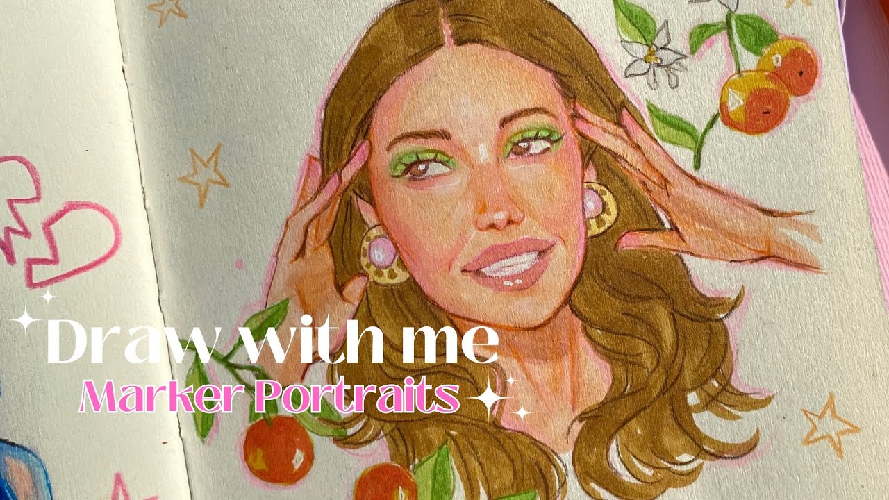 Draw with me ☀️ summer portraits ft. Alcohol Markers - YouTube