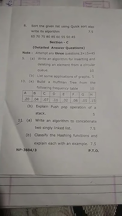 Data structure questions paper BSc cs CCSU #previousyearquestions #ccsu #bsccs - YouTube