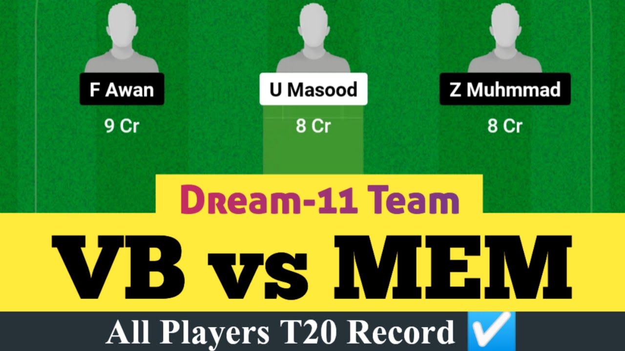 VB vs MEM prediction, VB vs MEM dream11 team, VB vs MEM dream11 - YouTube