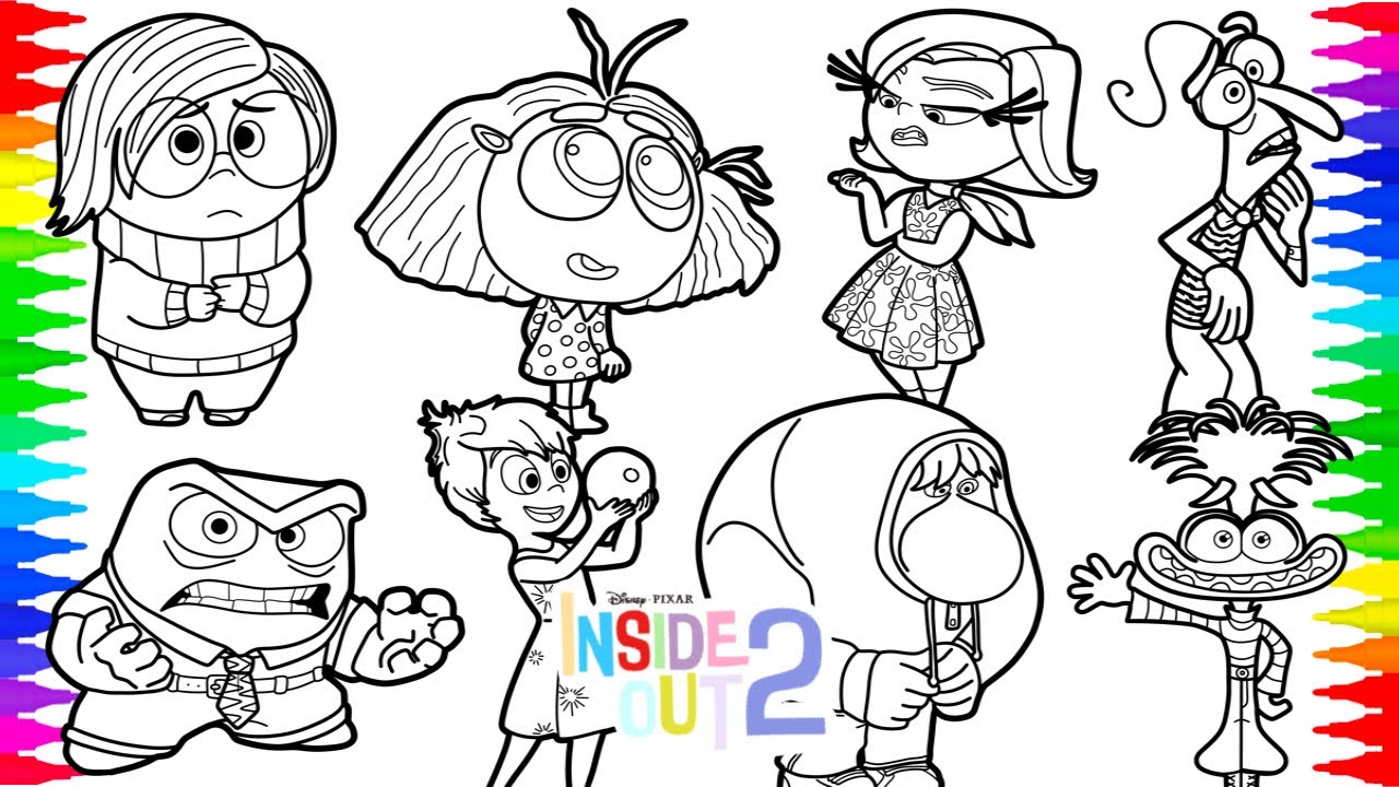 Inside Out 2 Coloring Book Compilation | Joy Sadness Anger Fear Disgust ...