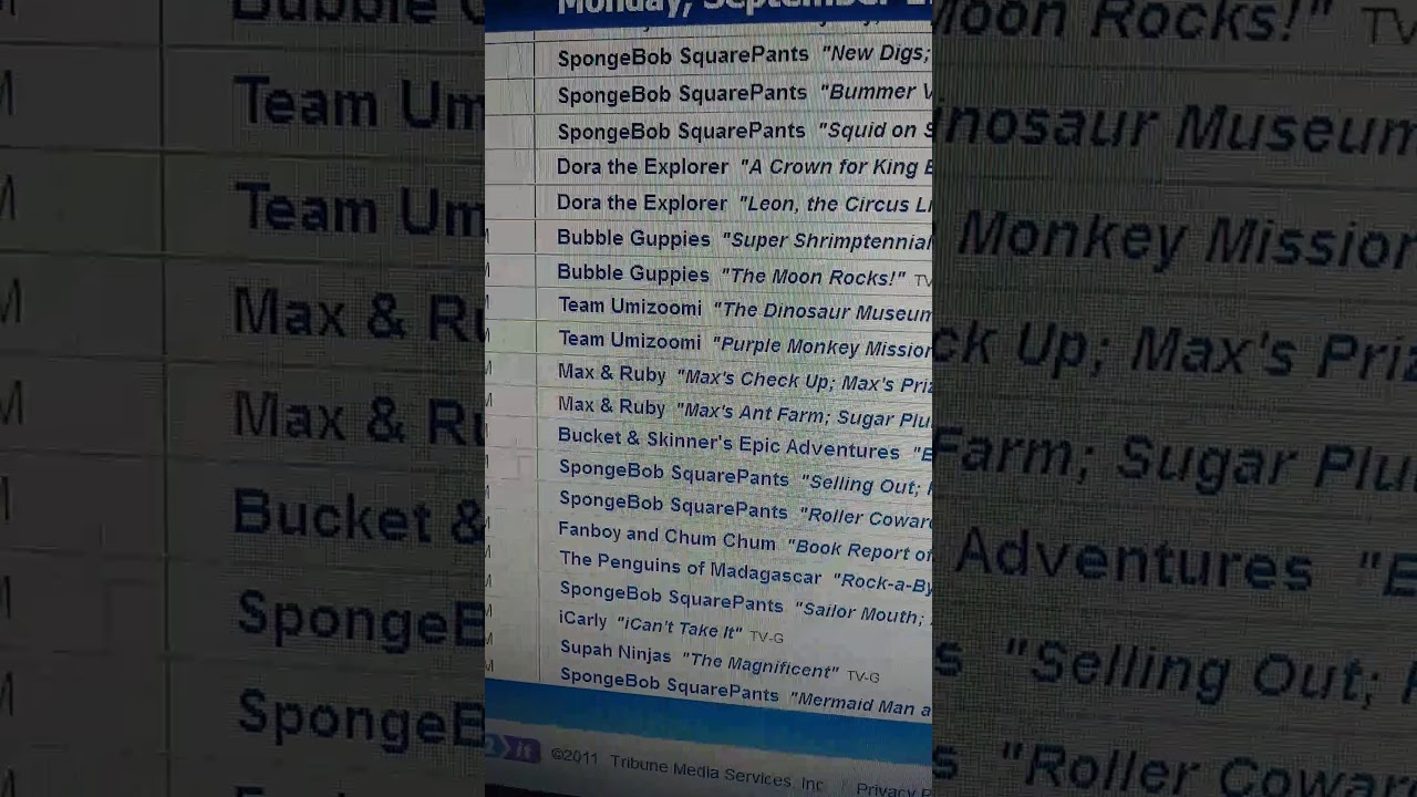 Nickelodeon Schedule September 2011 - YouTube