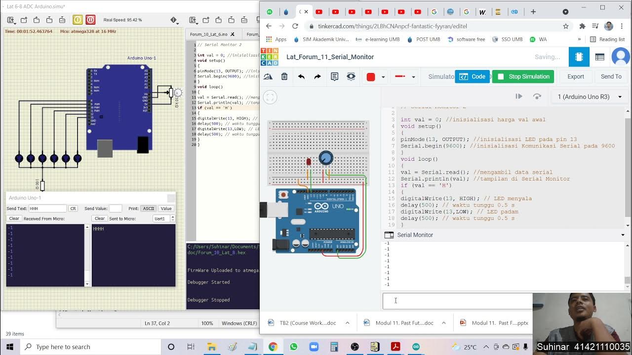 Simulasi Serial Monitor Arduino (SimulIDE & TingkerCAD) - YouTube