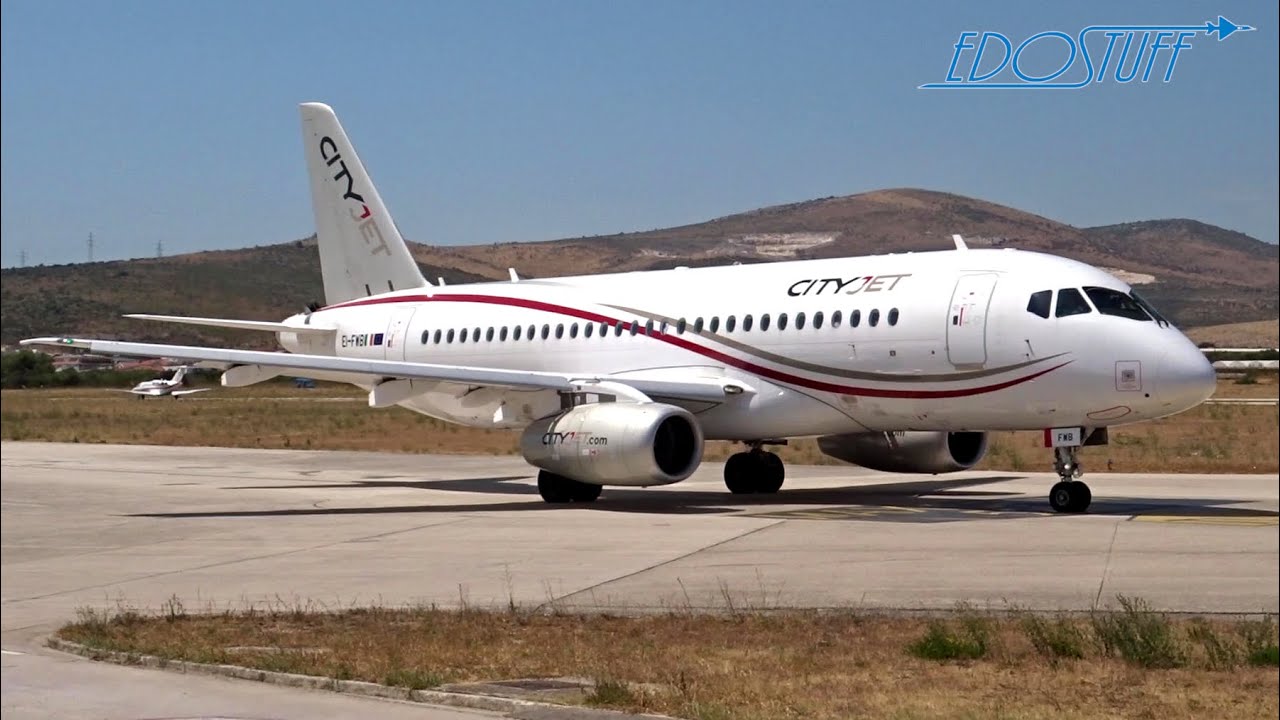 CityJet - Sukhoi Superjet SSJ-100 EI-FWB Takeoff - Split Airport LDSP ...