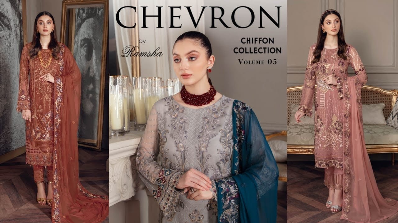 Pakistani Chevron by Ramsha Vol-05 Luxury Chiffon Three Piece 2022 ...
