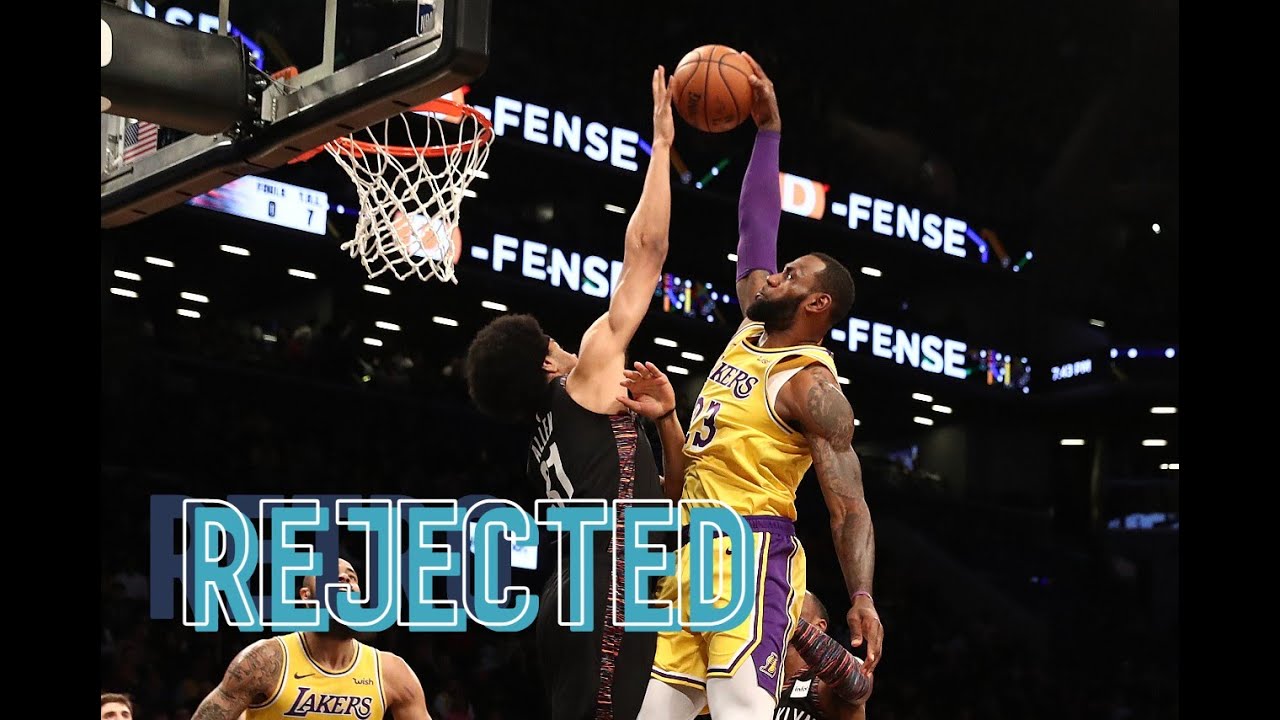 Lebron gets blocked by jarret allen - YouTube
