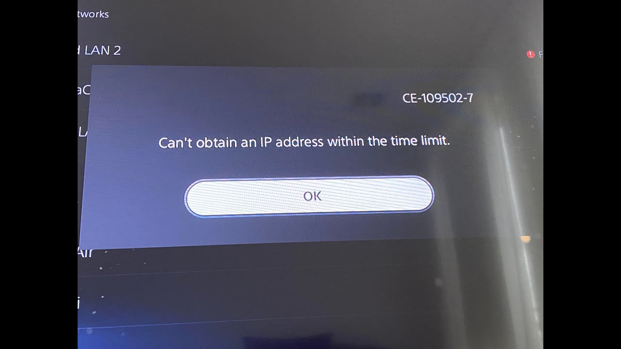 5 Ways To Fix PS5 Error Code CE 109502 7 Can t Obtain An Ip Address