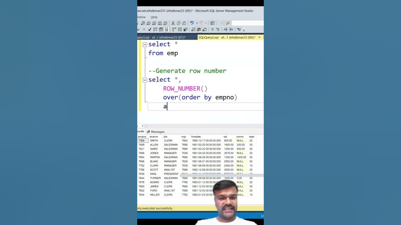 Row Number Generation For Every Record Sql Sqlserver Dbms Databasemanagement Youtube