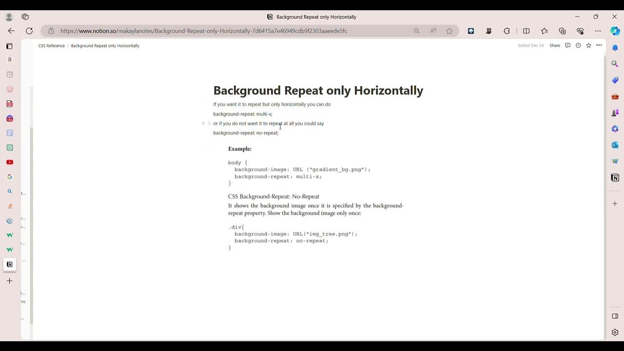CSS How to make background repeat only horizontally - YouTube