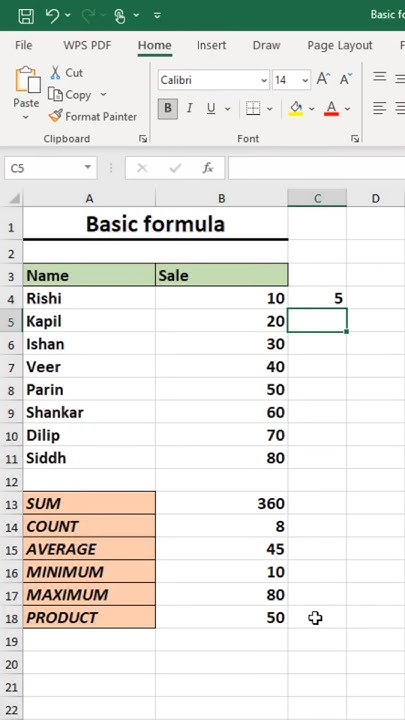 Basic formula in Excel #excel #computer #education #shorts #exceltutorial #exceltips - YouTube
