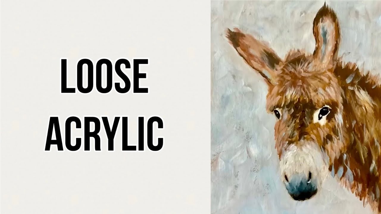 Paint this donkey EASY with FREE TRACEABLE #animalpaintings - YouTube