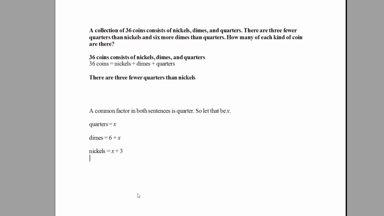 How To Solve A Coins Word Problem With Algebra Example 2 HD YouTube how-to-solve-a-coins-word-problem-with-algebra-example-2-hd-youtube