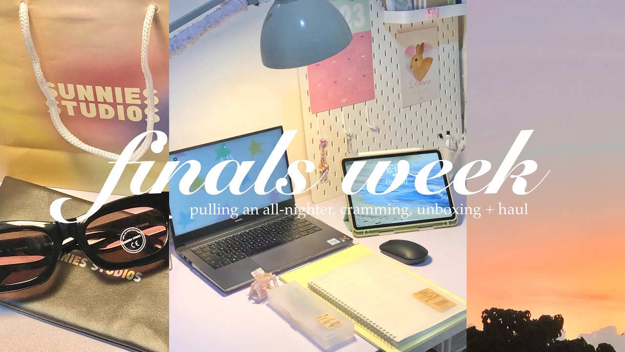 study with me 👩🏻‍💻📚 finals week, pulling an all nighter, cramming, food ...