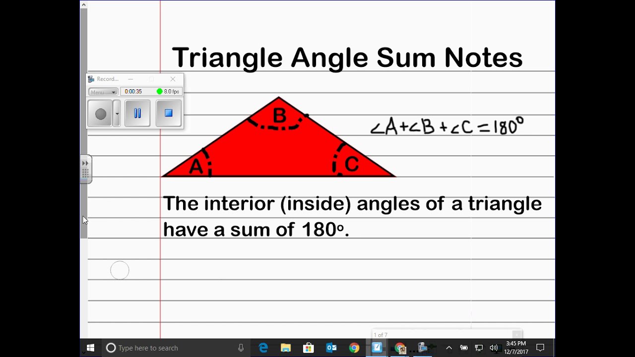 Triangle Angle Sum Notes - YouTube