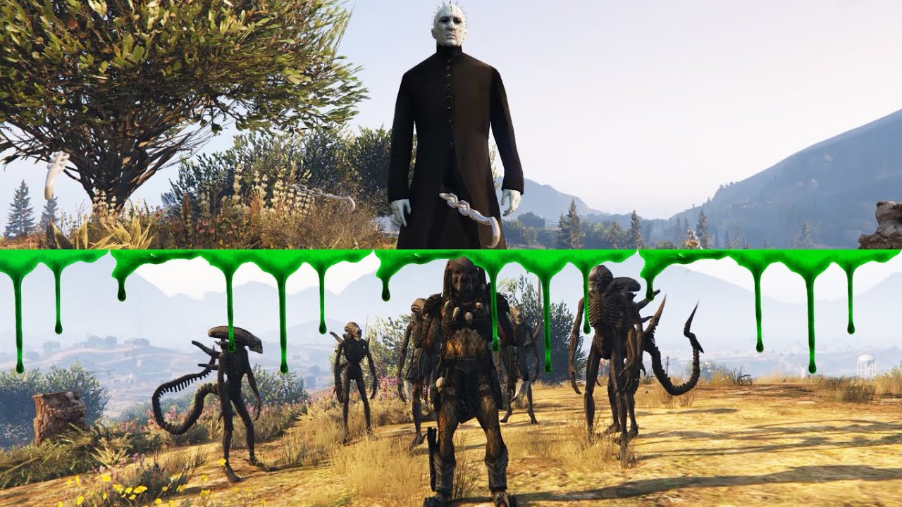 Pinhead Vs Predator & Aliens - Ultimate Battle (GTA 5) - YouTube