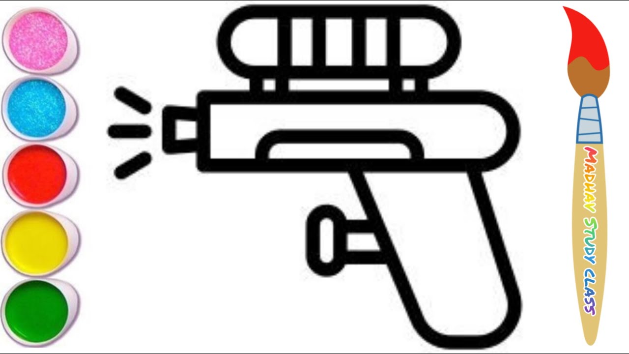 Holi Pichkari Gun Easy Drawing, Colouring & Painting for Kids, Toddlers ...