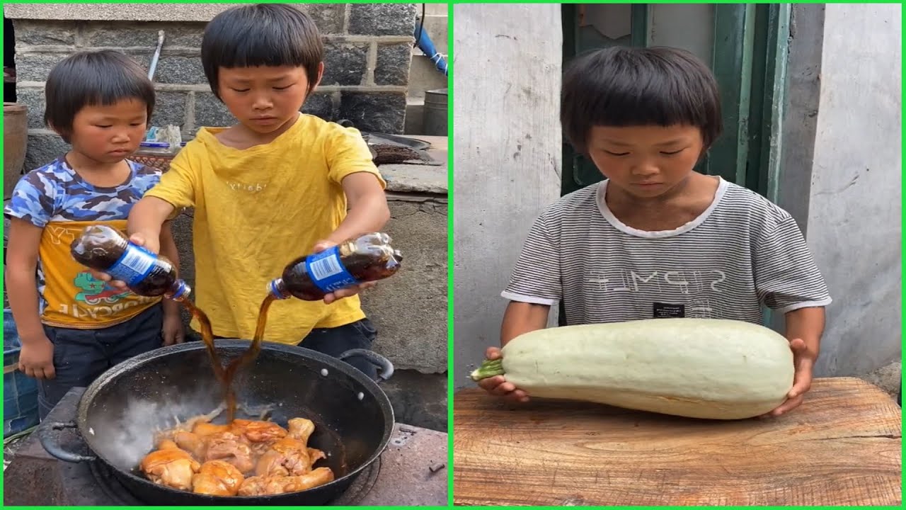 Adorable ! Little boy cooking food 조리 クック like professional Chef, Rural ...