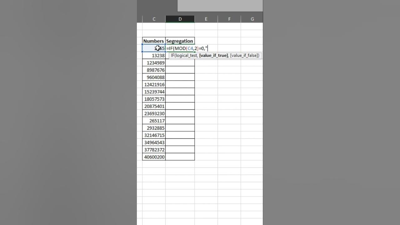 Excel Tips| Using Mod Function to Separate Even & Odd Numbers #subscribe - YouTube