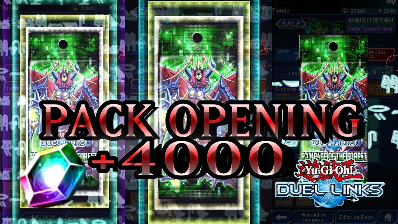 PACK OPENING RAMPAGE OF THE FORREST +4000 GEMAS || YUGIOH DUEL LINK ...