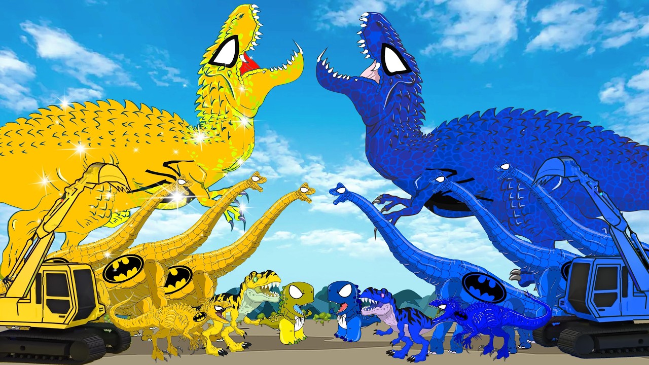 BLUE VS YELLOW DINOSAURS, GODZILLA: A plane crash threw them on a ...