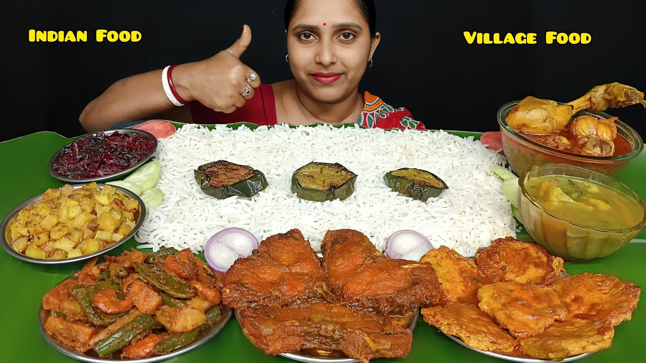 Eating Bihari Chicken Curry, Fish Curry, Fish Egg Curry, Aloo Posto ...