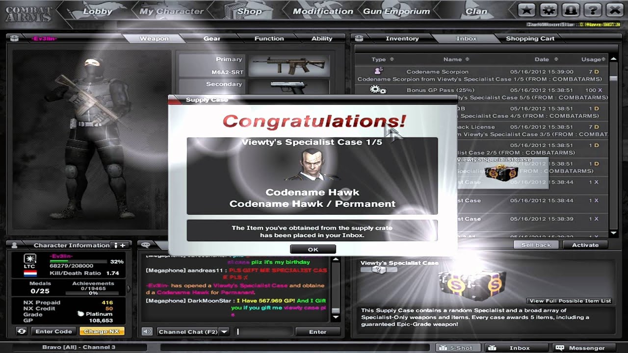 Combat Arms Specialist Viewty Cases and Permanent Codename Hawk - YouTube