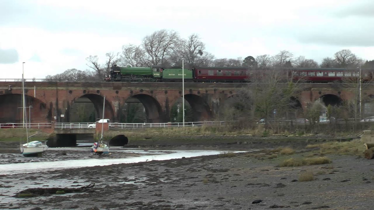 61306 Mayflower at Fareham Viaduct 14 Feb 2015 - YouTube