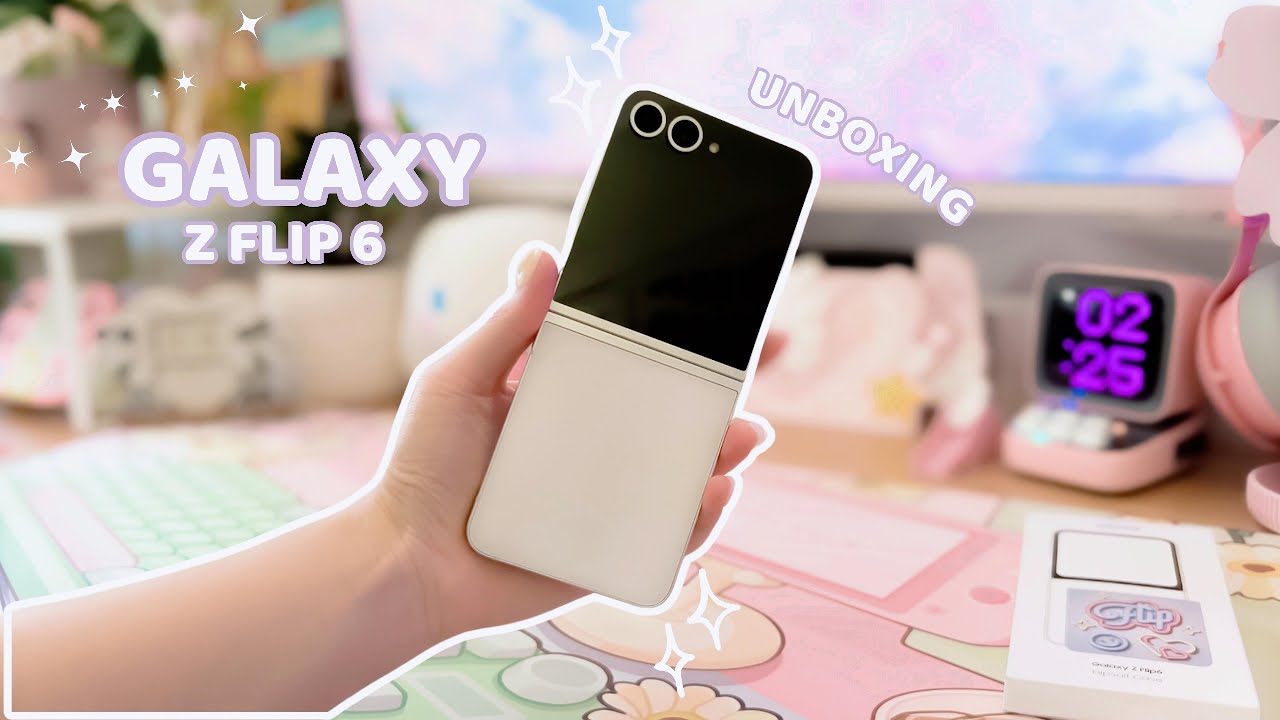 Samsung Galaxy Z Flip 6 aesthetic unboxing 🤍 LED card + sanrio theme ...