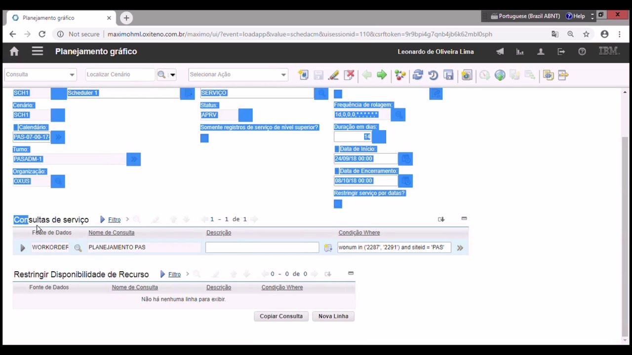 IBM MAXIMO SCHEDULER PLUS 76 - Leonardo Lima - YouTube
