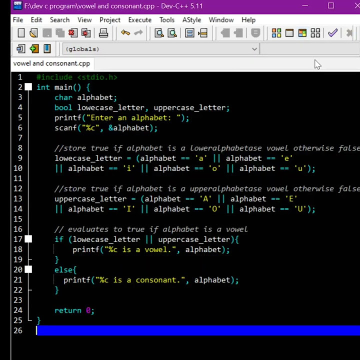 Vowel Or Consonant In C Coding Codinglife Shortfeed Clanguage Youtube
