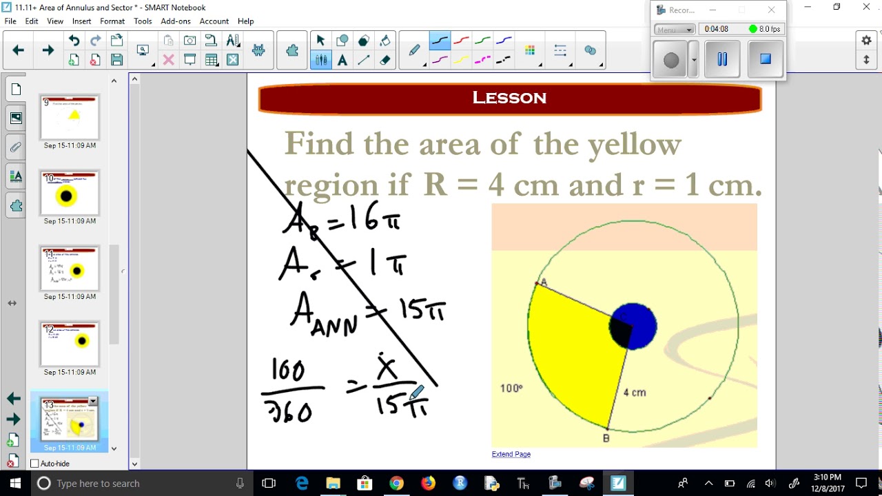 Chapter 6 Video 14 Area of Sector and Annulus - YouTube