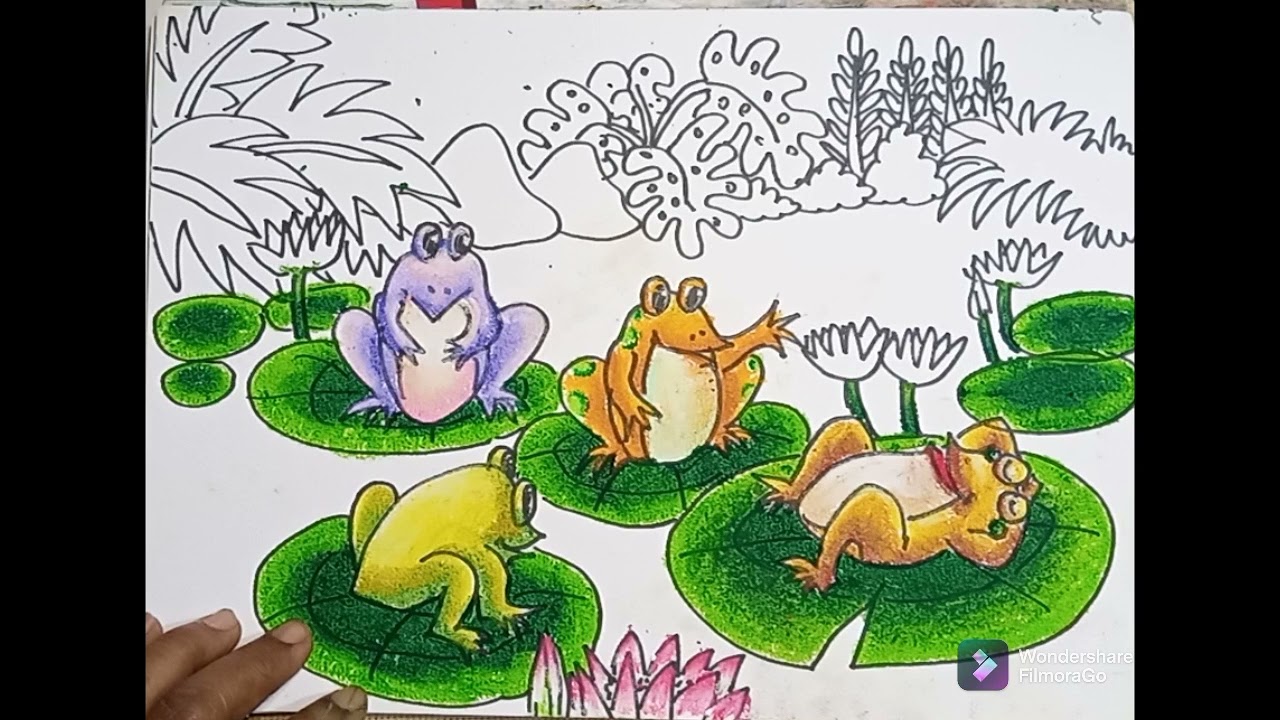 Cara Menggambar Katak Dengan Crayon - YouTube