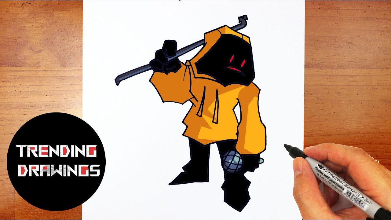 How To Draw FNF MOD Character - Hoodie Trepidation Easy Step by Step ...