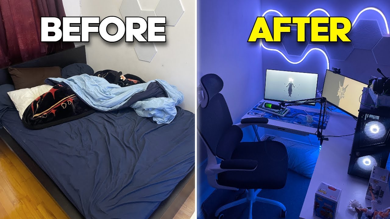 Transforming My Messy Room Into My Dream Gaming Room - YouTube
