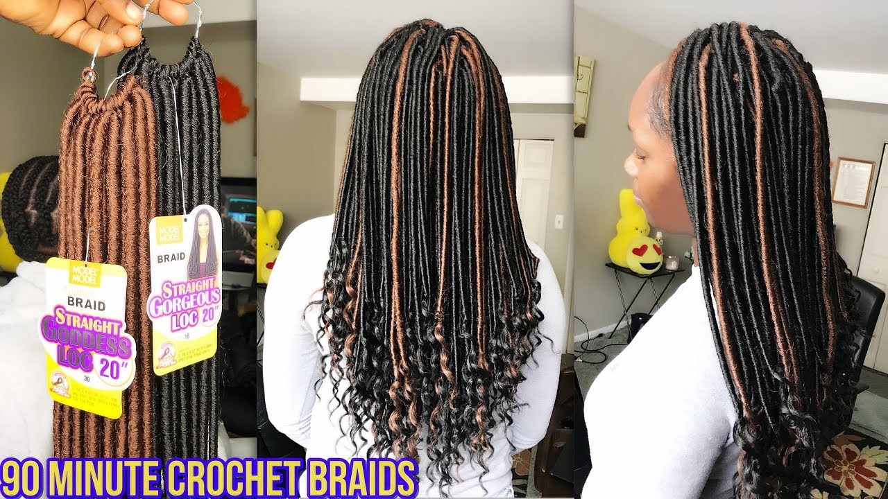 90 MINUTE CROCHET BRAIDS - MODEL MODEL GODDESS/GORGEOUS LOCS 20" - YouTube