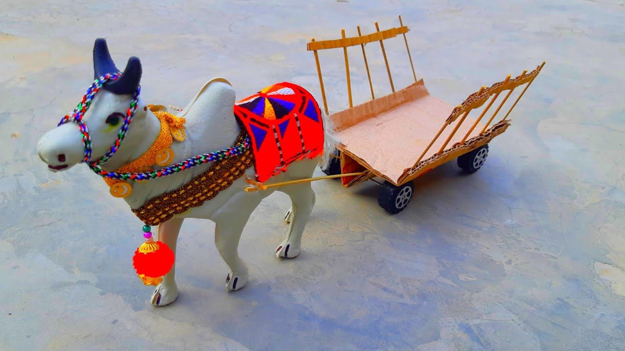 How To Make Mini Cow Cart From Cardboard | Cow Cart Making From ...