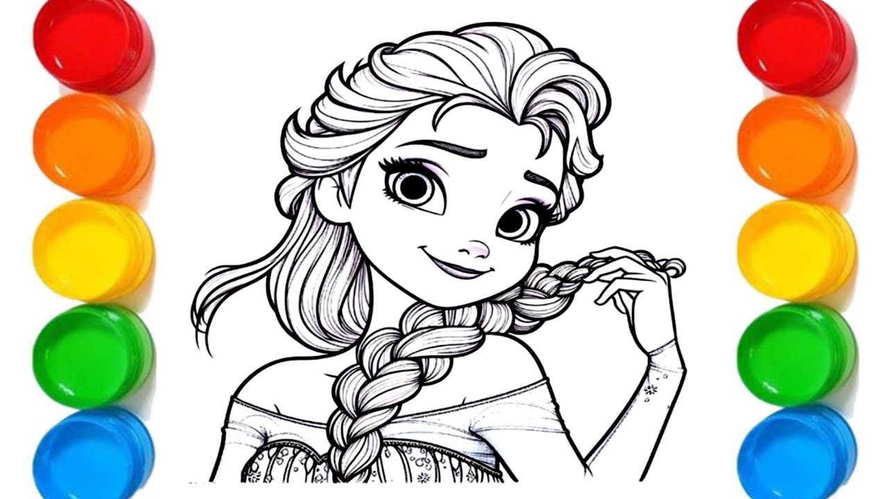 Beautiful Elsa Drawing and Coloring Page | How to Draw Elsa from Disney ...