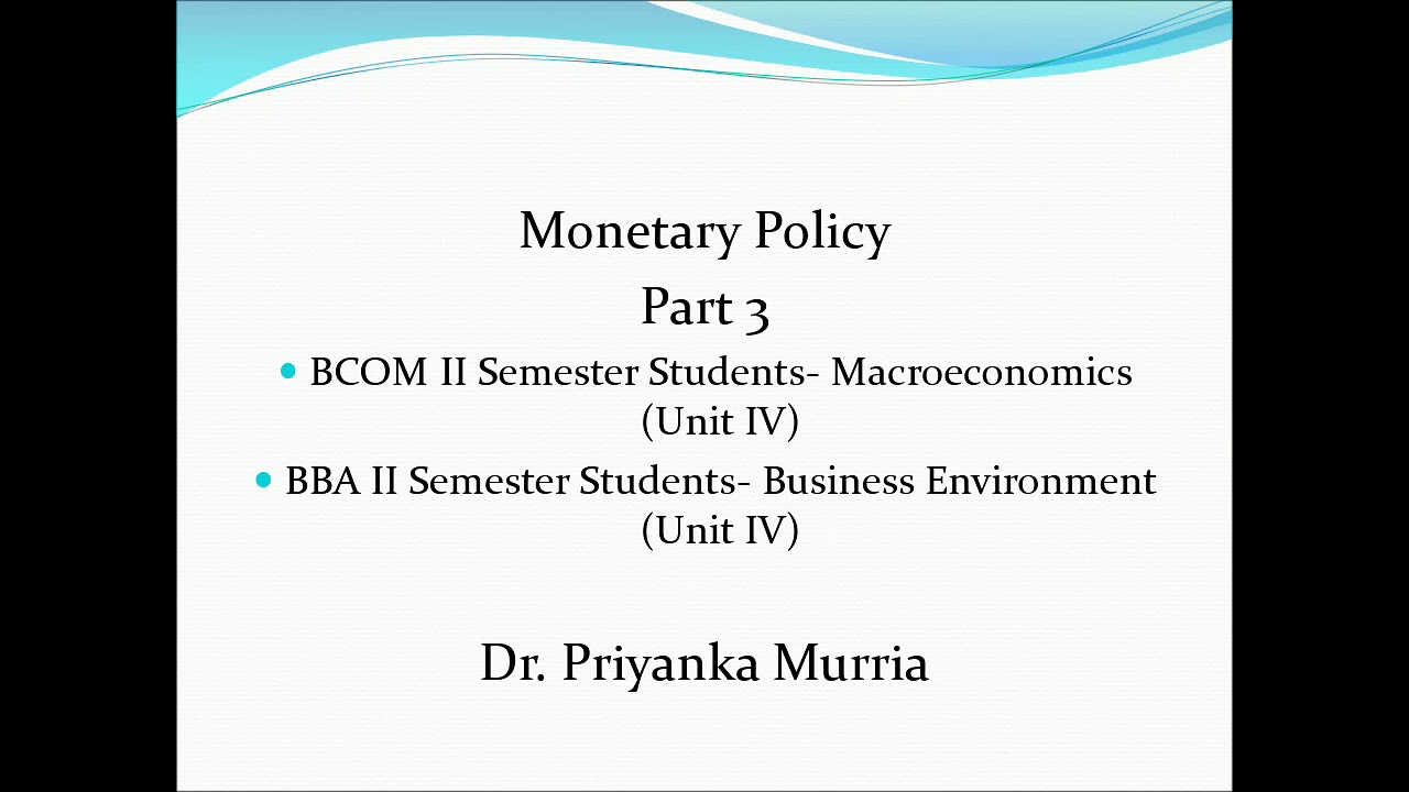Monetary Policy Part III: Qualitative Instruments - YouTube