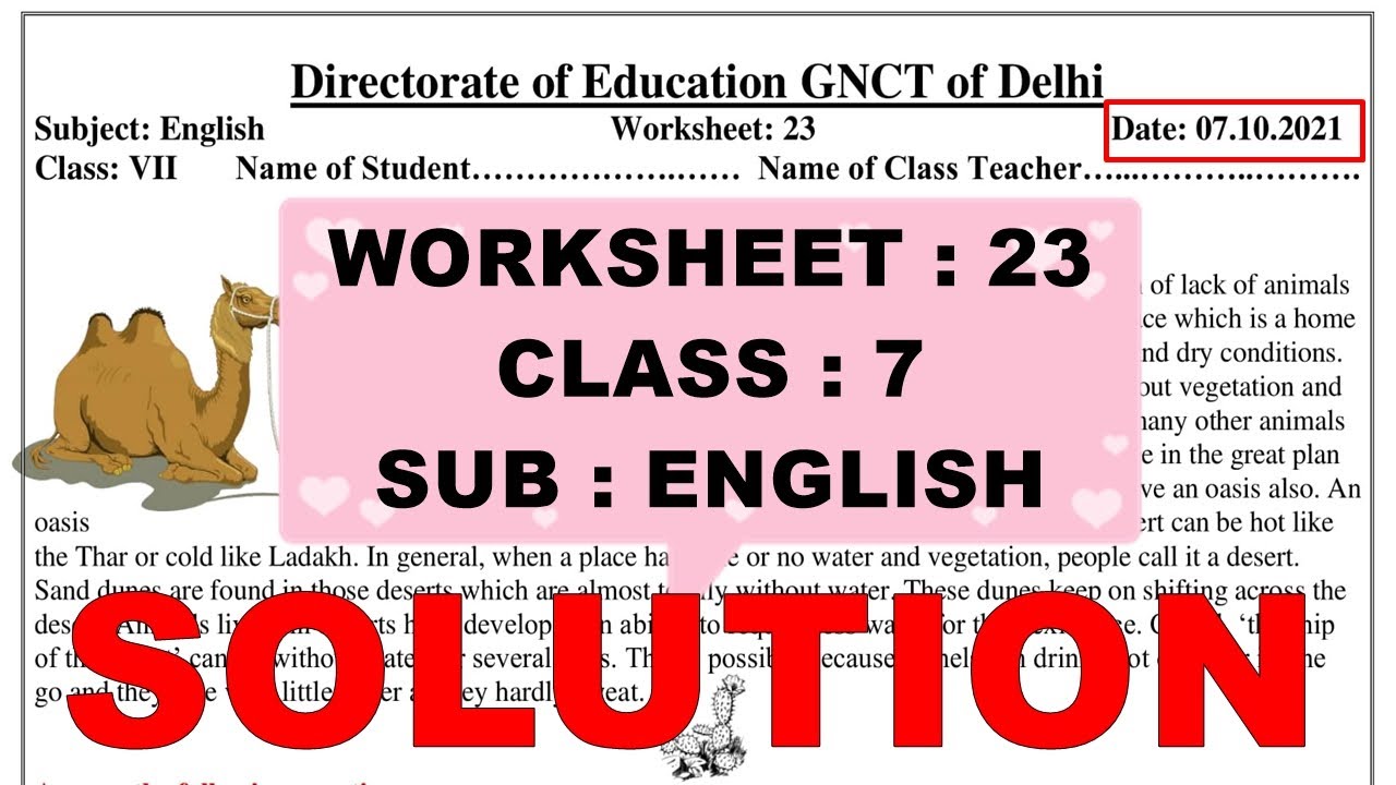 Class 7 WorkSheet 23 Answers 07 10 2021 SUBJECT ENGLISH class-7-worksheet-23-answers-07-10-2021-subject-english