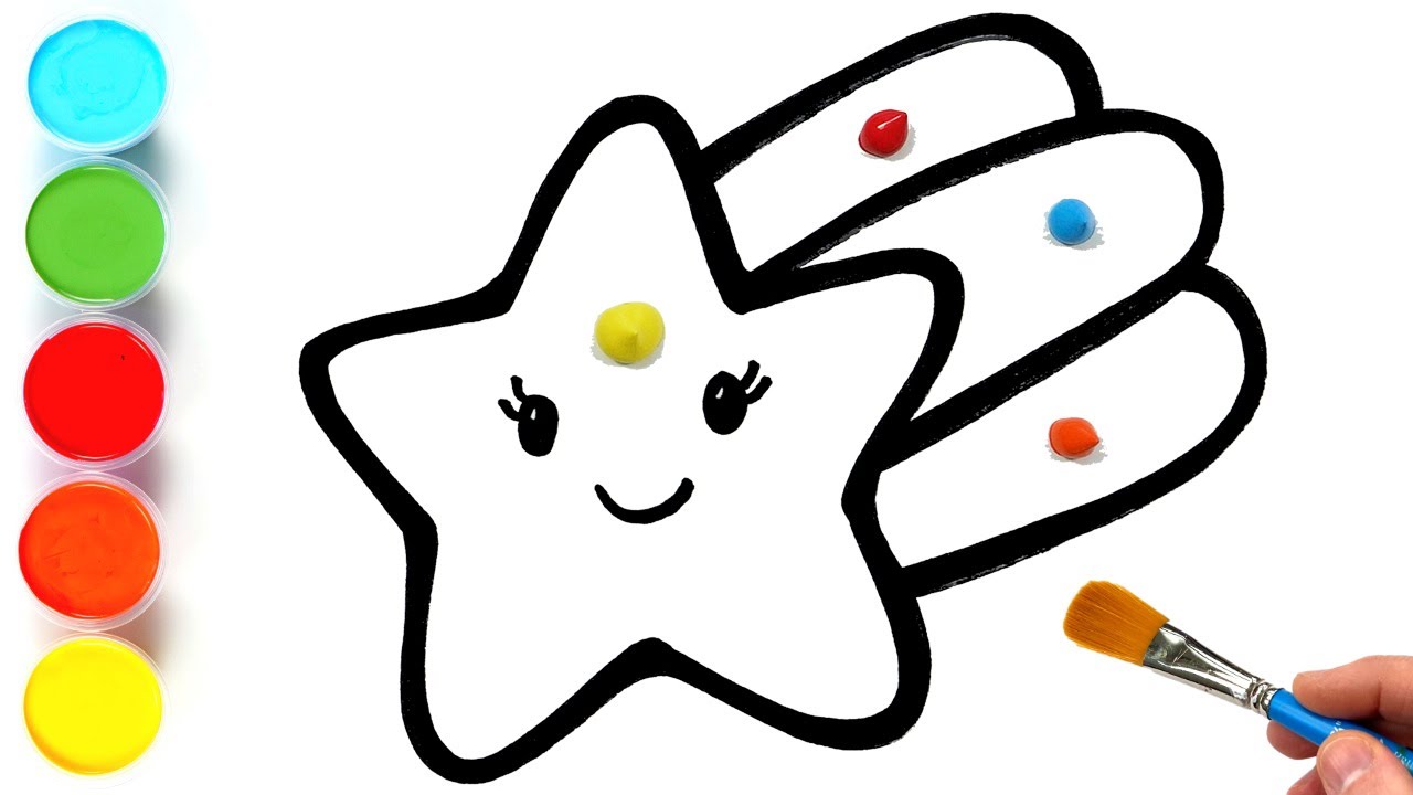 Star Meteor Drawing, Painting and Coloring for Kids, Toddlers | Drawing ...